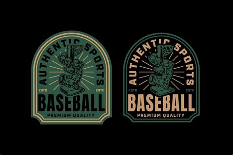 Baseball Pitching Machine With Ball Retro Vintage Logo Design