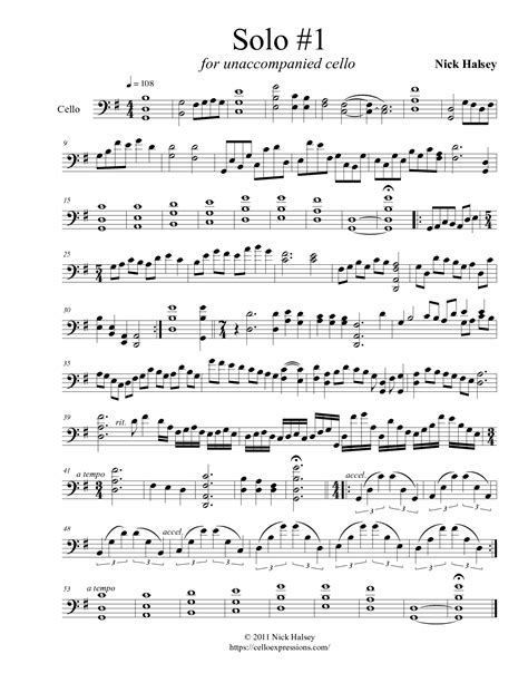 Printable Sheet Music For Cello