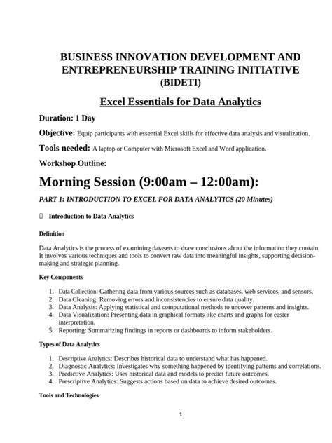 Workshop Training Course Outline Pdf