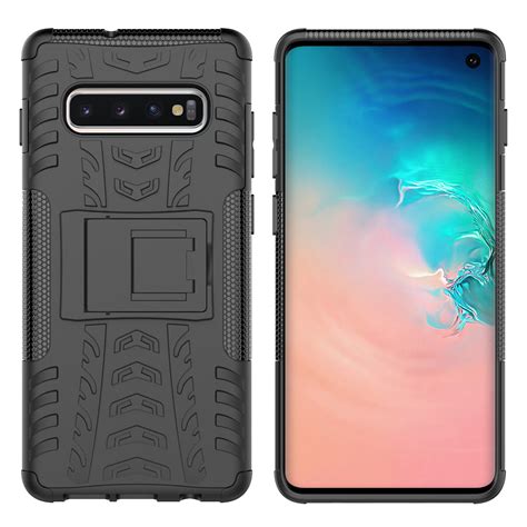 Dual Layer Rugged Tough Case For Samsung Galaxy S10 Black