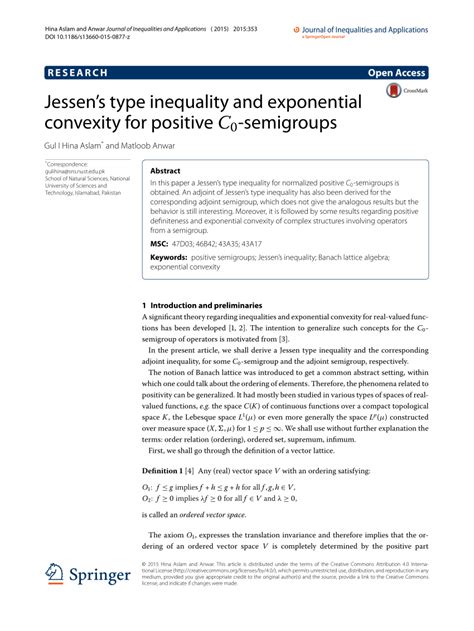 Pdf Jessens Inequality And Exponential Convexity Of Positive
