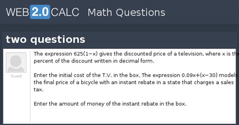 View Question Two Questions