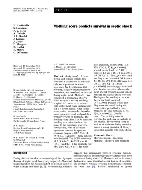 Mottling Score Icm 2011 Pdf Shock Circulatory Sepsis
