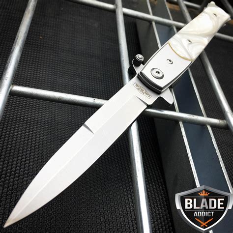 Italian Milano Style Stiletto Pocket Knife Pearl Blade Addict