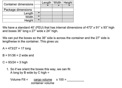 Solved In The Following Example We Load A 40 Foot Container
