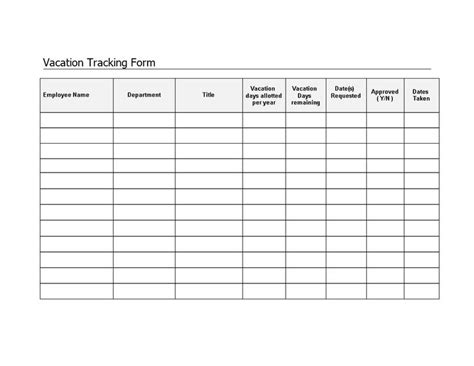 Printable Employee Vacation Tracker Excel Educational Printable