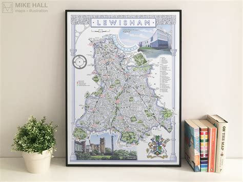 Lewisham London Borough Illustrated Map Giclee Print Mike Hall Maps