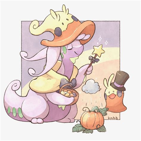 Knhb Tail Goodra Goomy Nintendo Pokemon Bow Candy Candy Wrapper Closed Mouth Cloud