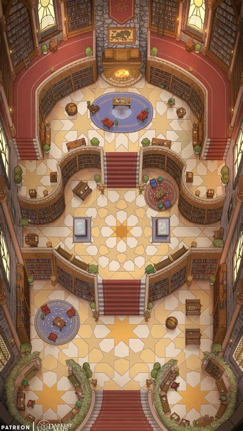 Castle Library 62x34 Darkest Maps Dnd World Map Dungeon Maps