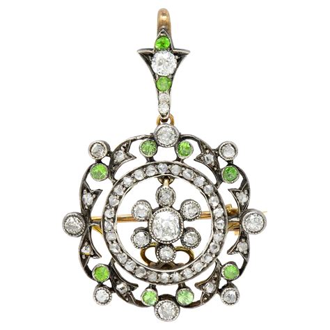 Demantoid Garnet And Diamond Lorgnette Necklace For Sale At 1stdibs