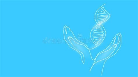 One Line Continuous Dna Code Helix Symbol Concept Silhouette Of Science Modern Medicine