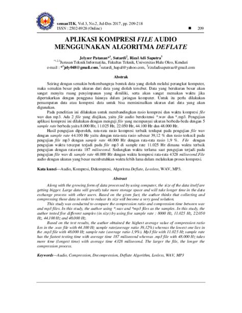 Pdf Aplikasi Kompresi File Audio Menggunakan Algoritma Deflate