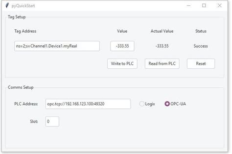 Python Gui Templatebase For Reading And Writing To Plcs Via Opc Ua Or