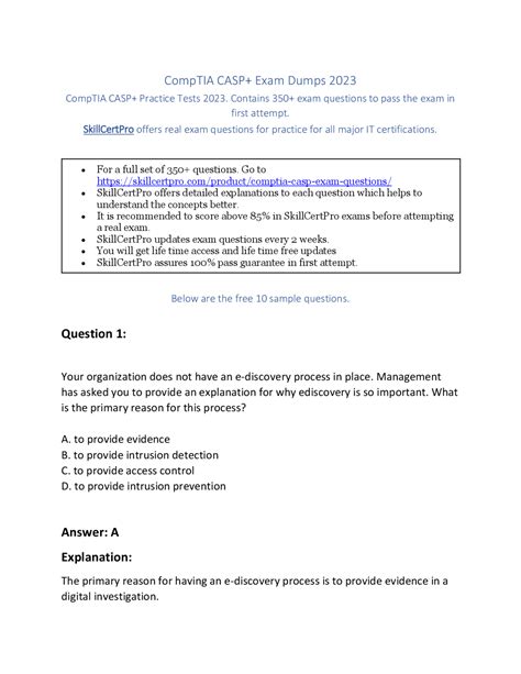 Comptia Casp Exam Dumps 2023 Exercises Computer Science Docsity