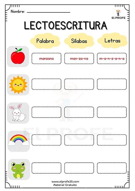 Ejercicios De Lectoescritura Palabras Sílabas Y Letras El Profe 20 Lecciones De Lectura