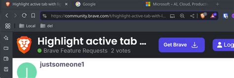 highlight active tab with lighter or darker color brave feature