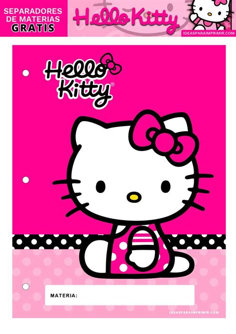¡gratis Carátulas O Separadores De Materias De Hello Kitty Para Imprimir En 2025 Hello Kitty