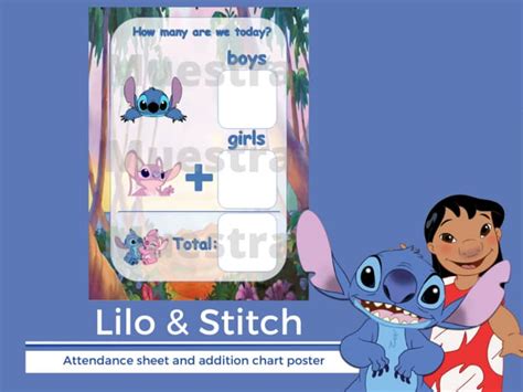 Attendance Sheet Poster Lilo And Stitch By Learnsupply Tpt