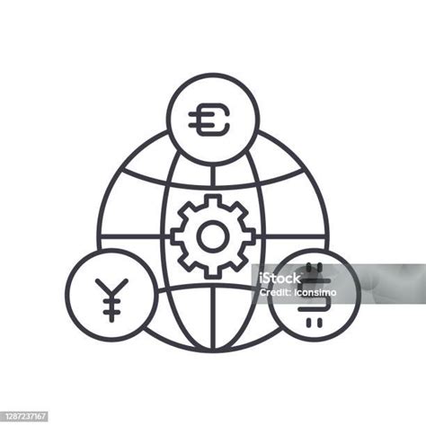 환율 아이콘 선형 격리 일러스트레이션 씬 라인 벡터 웹 디자인 사인 흰색 배경에 편집 가능한 스트로크가 있는 개요 개념 기호입니다 개념에 대한 스톡 벡터 아트 및 기타
