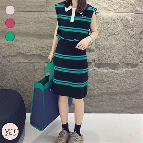 비비에모 단가라 니트 스커트 민소매 티셔츠 상하 세트 01467 에이블리