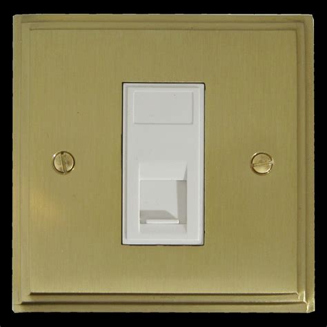 Gh Victorian Cast Satin Brass Rj45 Socket 1 Gangwhite Insert