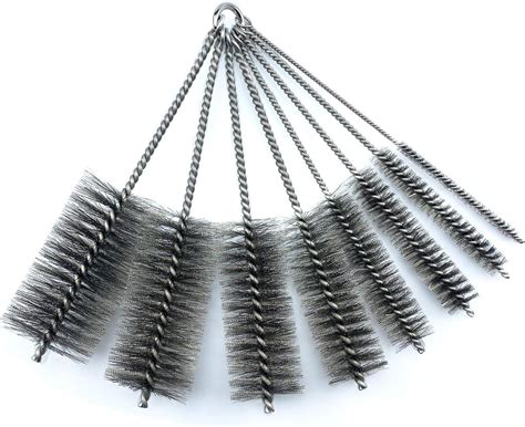 Pipe Cleaning Brush Set Stainless Steel Bristles 8 Piece