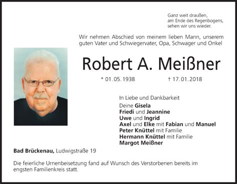 Robert A Meißner Traueranzeige Franken De