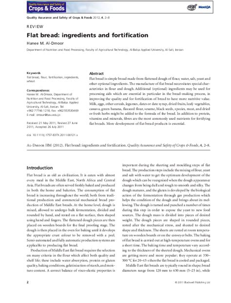 Flat Bread Ingredients And Fortification