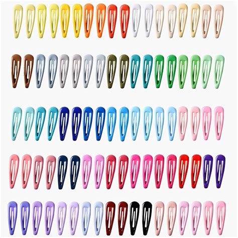 20 40 60pcs 5cm 1 97inch Candy Color Waterdrop Shaped Snap Hair Clips