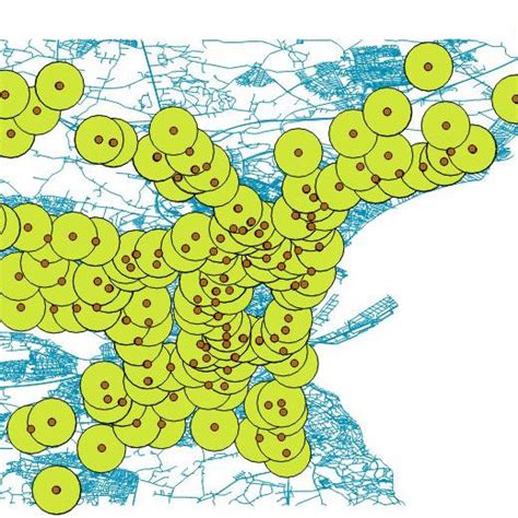 the location of the sensors and the area around each sensor based on