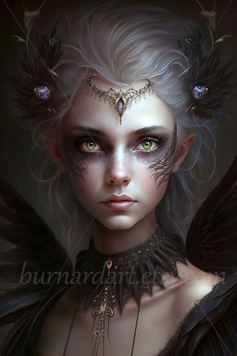 Gothic Pixie Girl Digital Download Dark Pixies Fantasy Ai Art Print