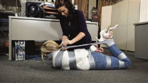 Lazy Customer Service Rep Taped In Tight Jeans And A Fuzzy Sweater B