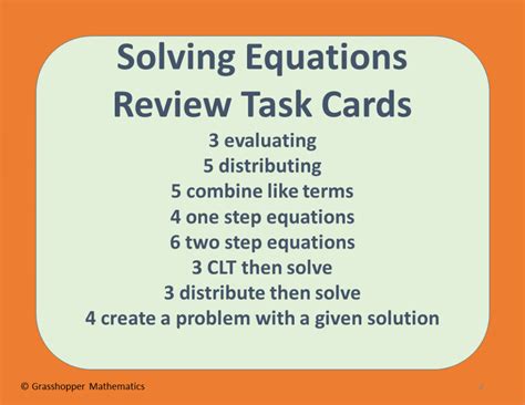 Solving Equations Review Task Cards Bundle Made By Teachers
