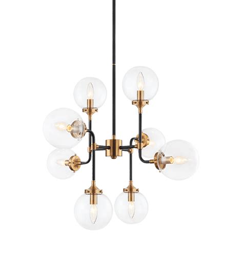 Aged Gold Brass Eight Light Pendant From The Particles Collection