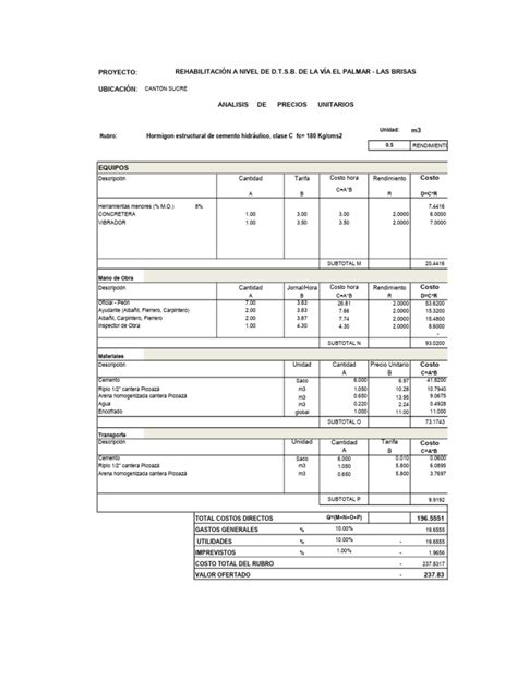 17 Apu Hormigon De 180 Pdf Sector Secundario De La Economía Edificio
