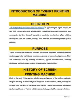 Introduction Of T Shirt Printing Machinepdf