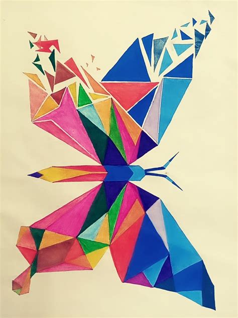 Geometric Butterfly Drawing Polygon Collage Geometric Butterfly
