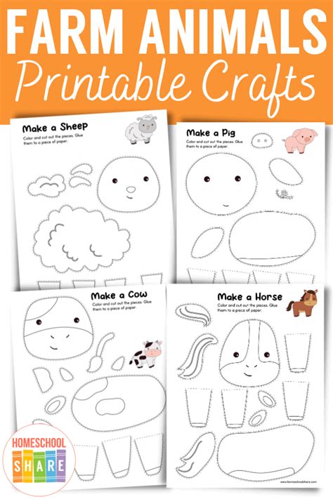 Cut And Paste Farm Animals Free Printable Crafts Homeschool Share
