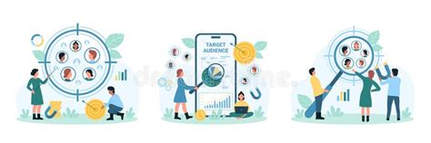 Target Audience Research Set Tiny People Study Focus Group Of