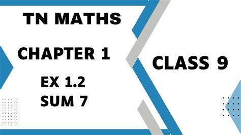 Tn Maths Class 9 Chapter 1 Ex 12 Question 7 Youtube