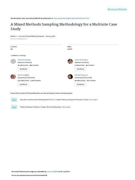A Mixed Methods Sampling Methodology For A Multisi Pdf Case Study