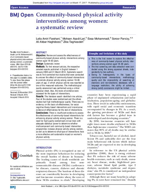 Pdf Community Based Physical Activity Interventions Among Women A Systematic Review