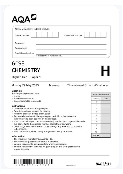 Gcse Chemistry Paper 2h Predicted Questions And Grade Boundaries 2025