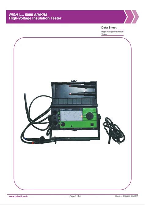 Rishabh Rish Hvt 5kv Ac Insulation Tester Test Voltages To 5000 V At