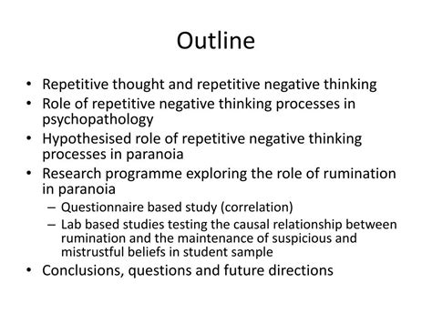 Ppt The Role Of Perseverative Thinking Processes In Paranoia