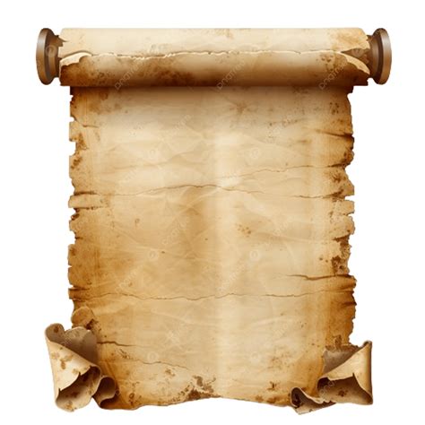 Aged Paper Scroll With Cracked Surface And Wooden Manu Texture Png
