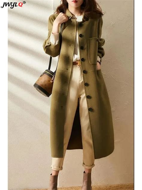 Abrigos Largos De Mezcla De Lana Para Mujer Chaquetas Gruesas Y C Lidas