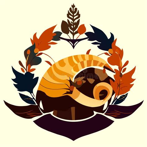 Nautilus Shell With Leaves Vector Illustration In Retro Style Stock
