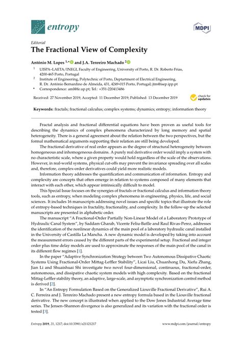 Pdf The Fractional View Of Complexity