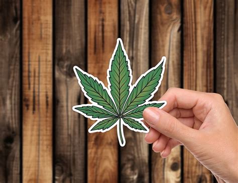 Green Cannabis Leaf Vinyl Sticker Artistic Weed Leaf Art Natural